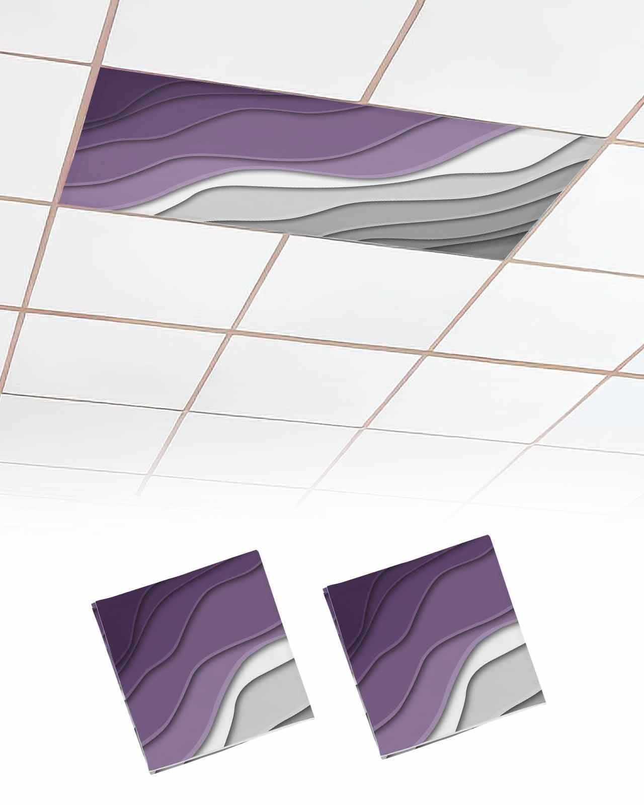 Purple Grey Ombre Fluorescent Light Covers for Ceiling Lights 4x2 feet ...