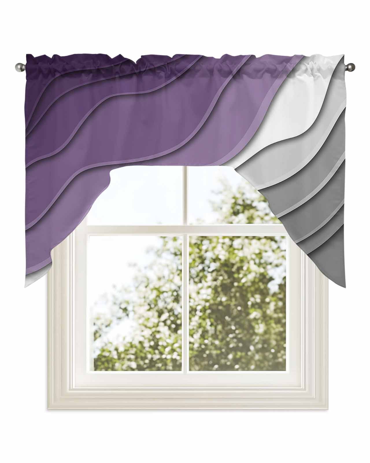 Purple Grey Ombre Kitchen Curtains Swag Valance for Windows/Bathroom ...