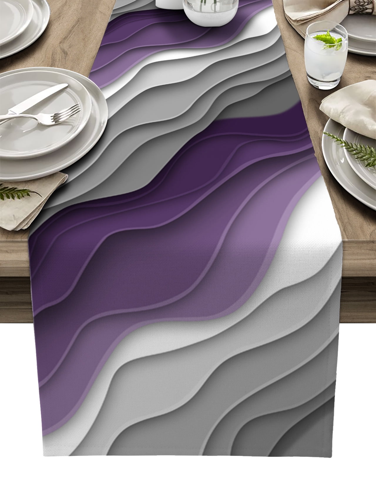 Purple Grey Ombre Table Runner Modern Geometric Abstract Aesthetics ...