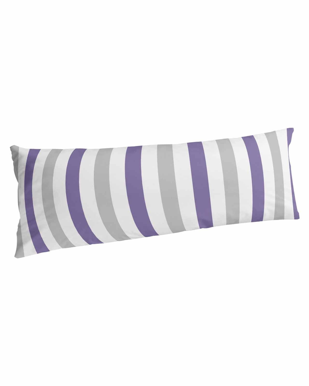 Purple Grey Striped Body Pillow Covers, Minimalist Farmhouse Stripe ...