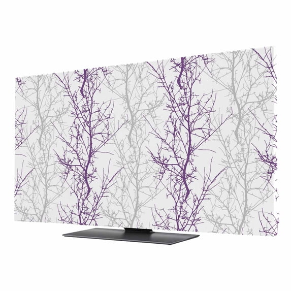 Purple Grey TV Dust Cover 43 Inch, Tree Branch Computer Monitor Cover ...