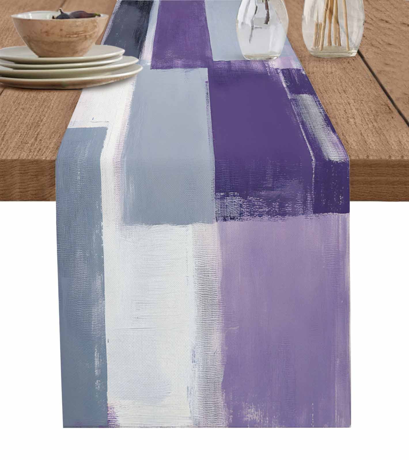 Purple Grey Table Runner Modern White Graffiti Square Smear Texture ...