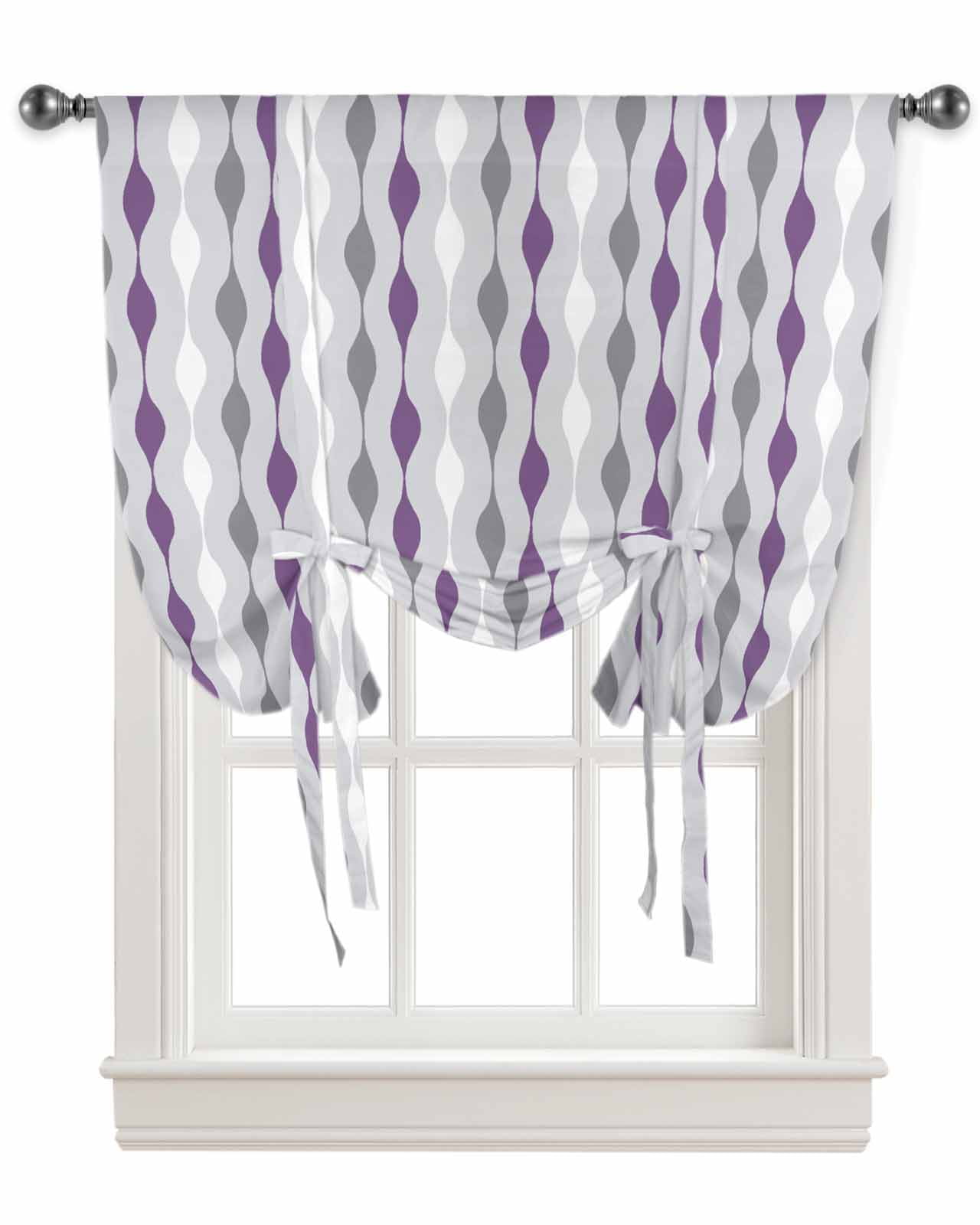 Purple Grey Tie Up Curtains for Kitchen Bathroom Bedroom Windows 45 ...