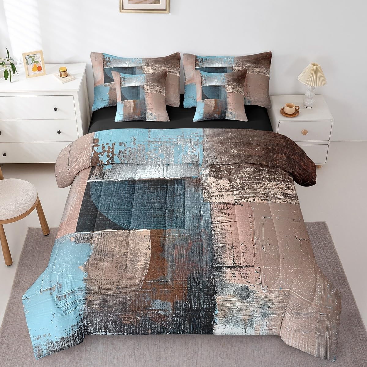 Purple Grey White Ombre Twin Comforter Set 7 Pieces Gradient Aesthetic Bed in a Bag Modern ...