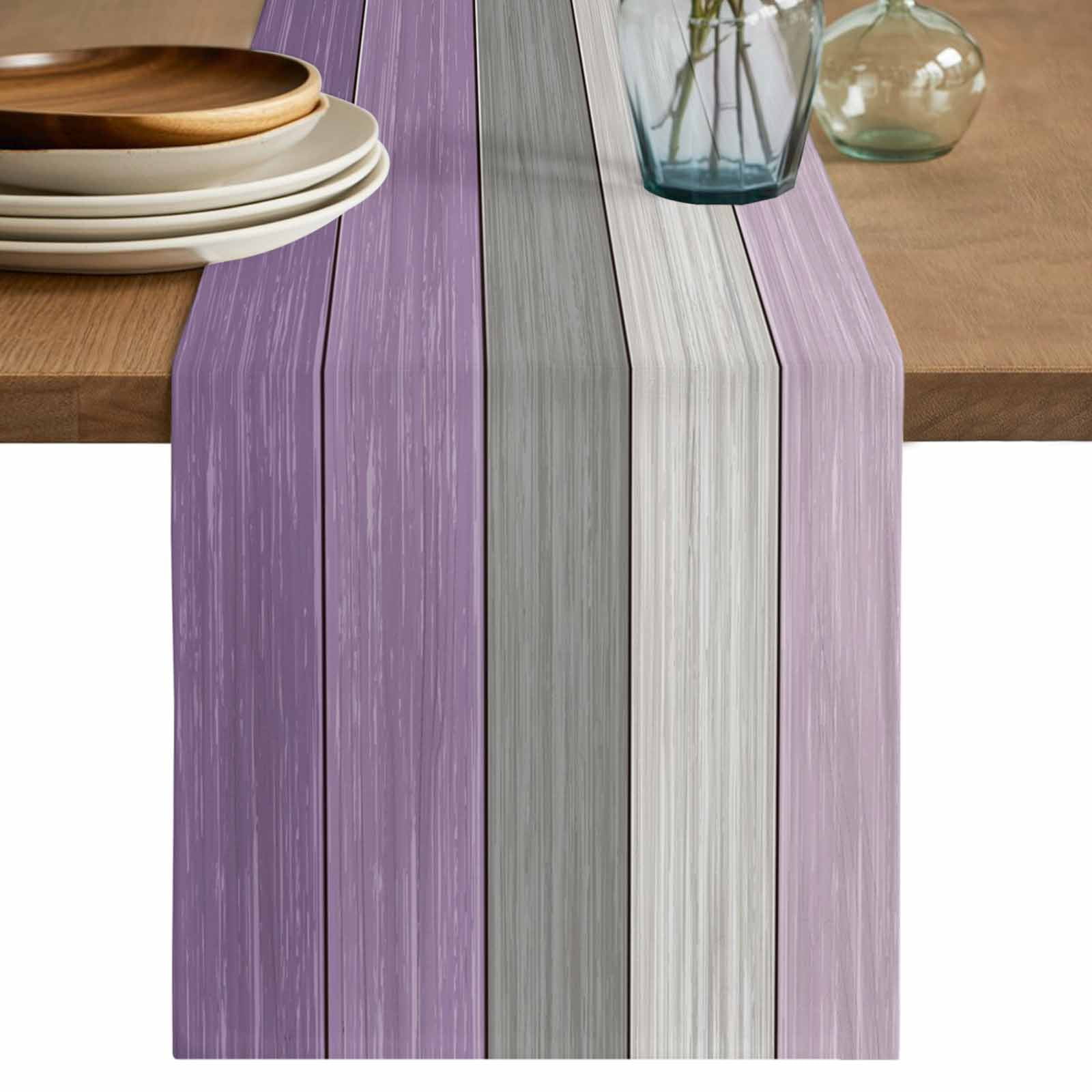 Purple Grey Wood Grain Table Runner 36 Inches, Ombre Rustic Retro ...