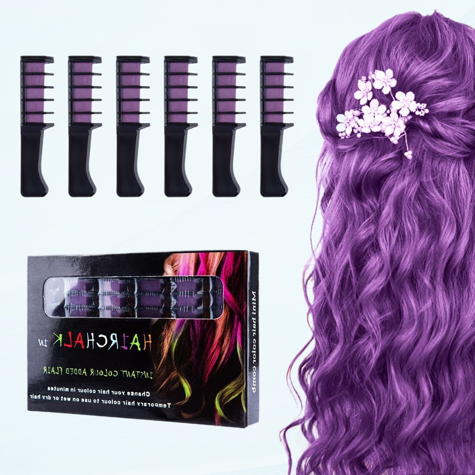 Purple Hair Chalk Comb for Kids Girls, Temporary Nighte Vibrant Hair ...