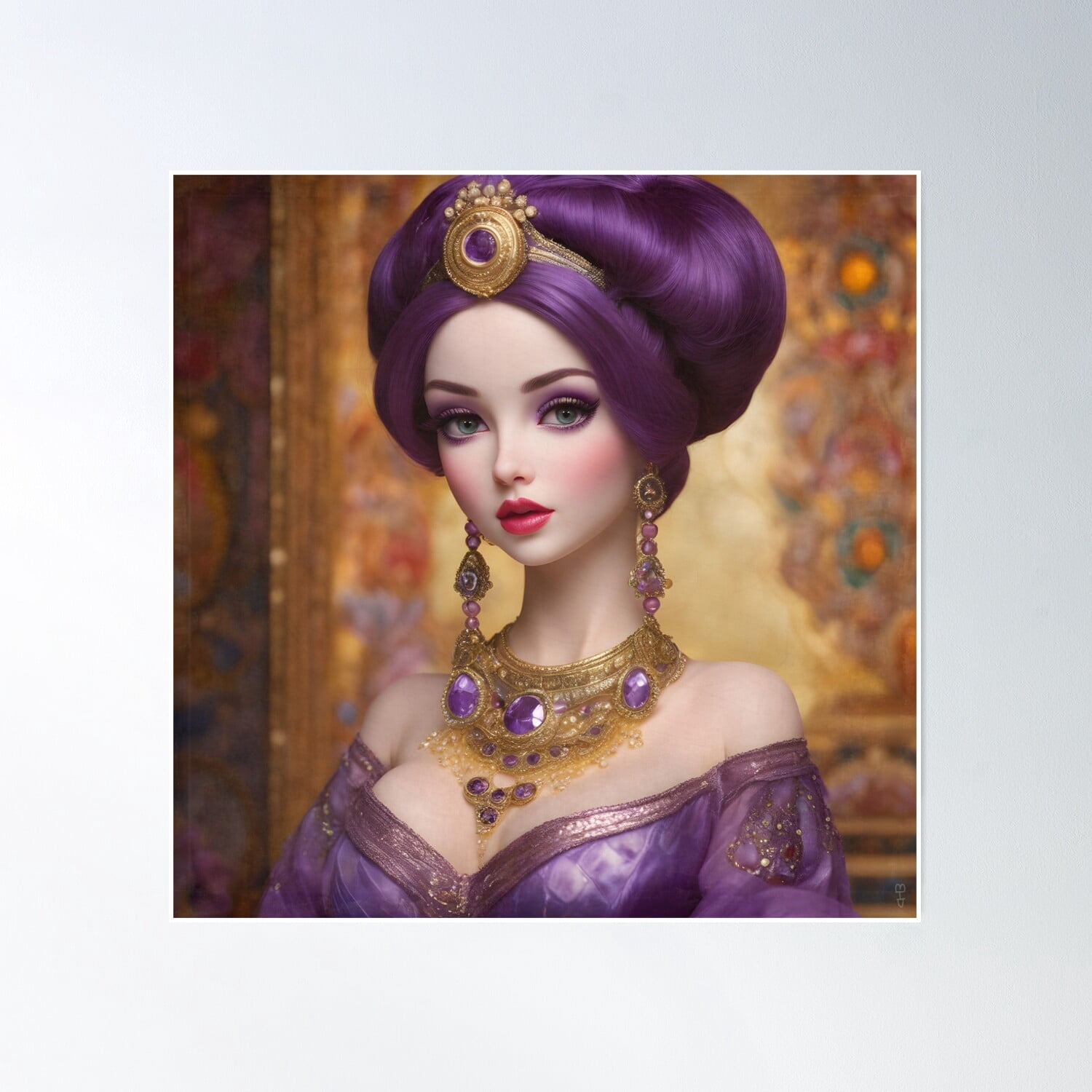 Purple Haired Princess Dolly Daydream Poster Wall Art, Modern Wall ...
