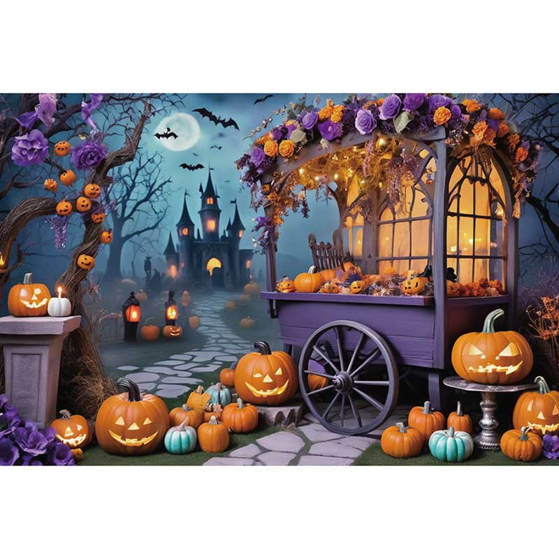 Purple Hallowe Childr Enchanted Gard Party Backdrop Candy Cart Castle ...