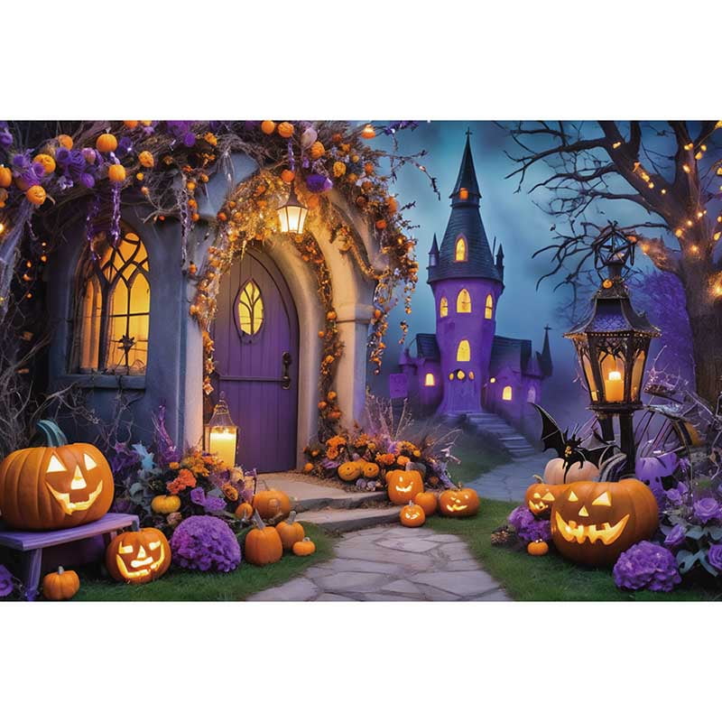 Purple Hallowe Gard Childr Photography Backdrop Castle Flower Photo ...