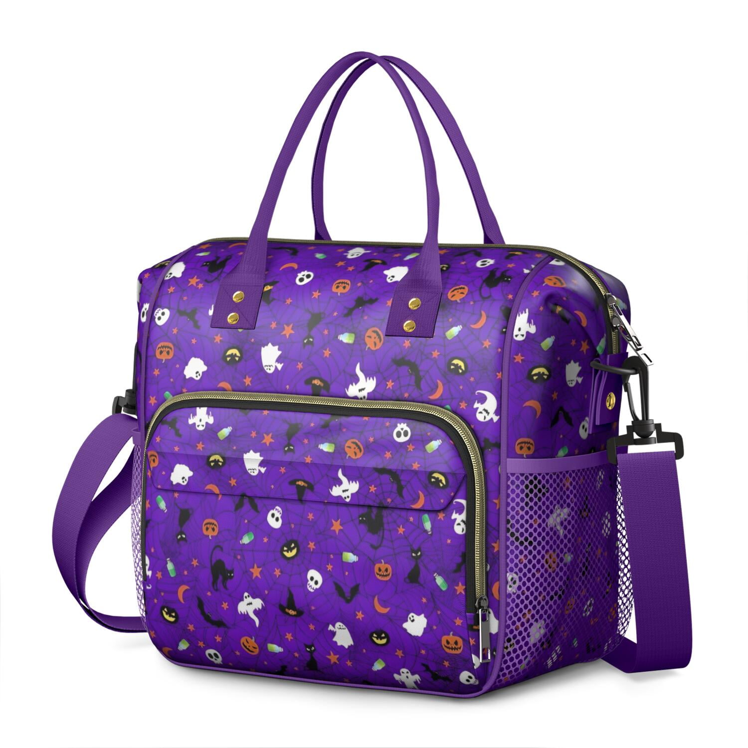 Purple Halloween Pattern Womens Lunch Box for Work,Insulated Large ...