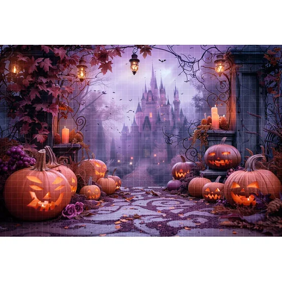 Purple Halloween Spooky Pumpkin Trick or Treat Kid Birthday Portrait r ...