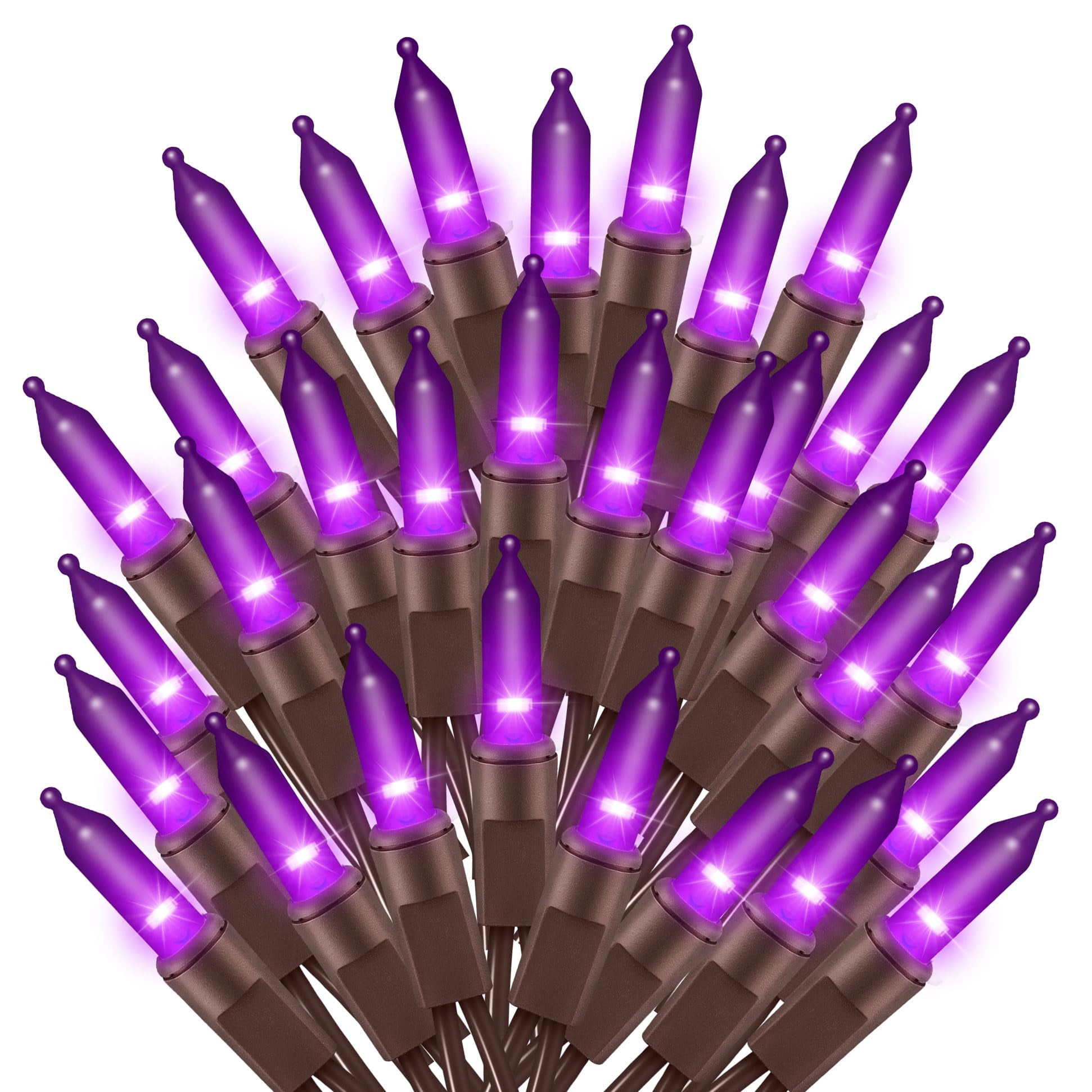 Purple Halloween String Lights Indoor Outdoor, 16 ft 50 LED Fairy Mini ...