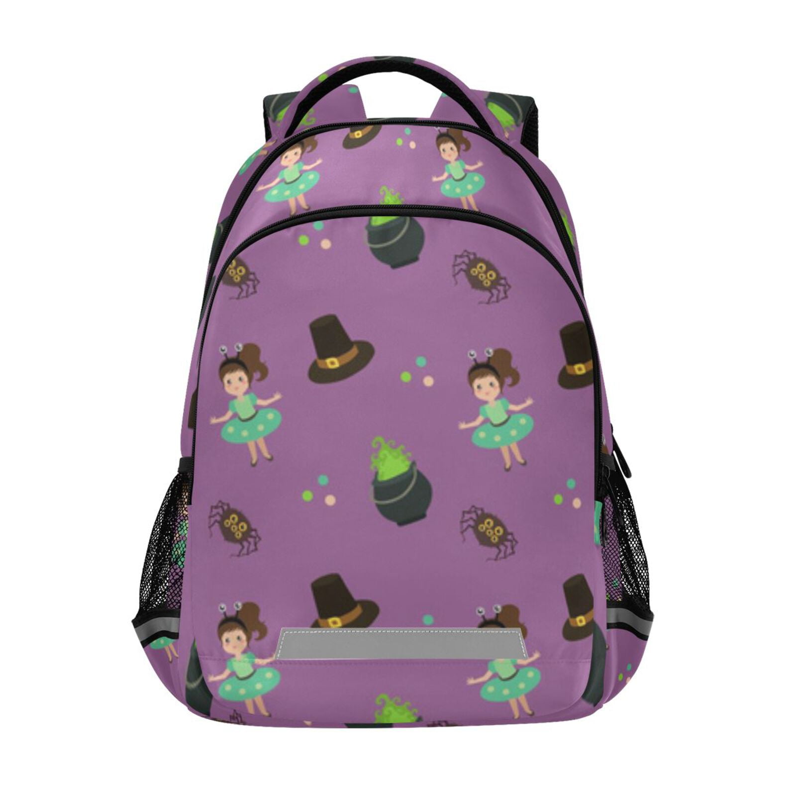 Purple Halloween pattern design cute Backpacks with Safety Reflective ...