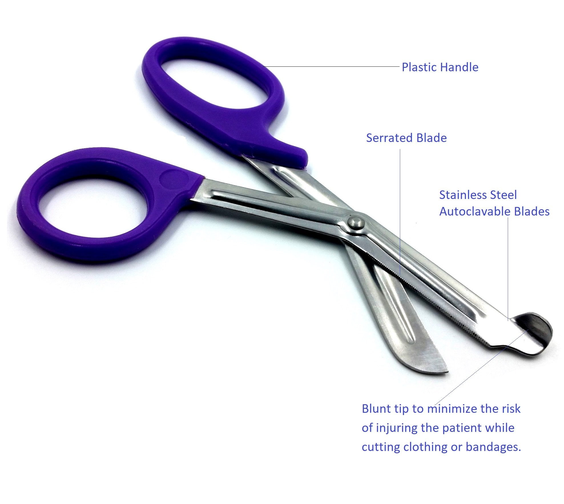 Purple Handle with Stainless Steel Blades Trauma Shears 7.25" - Walmart.com