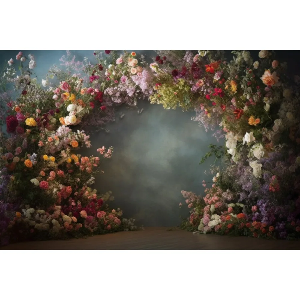 Purple Hanging Arch Flowers Backdrop Rural Door Frame Window Curtain ...