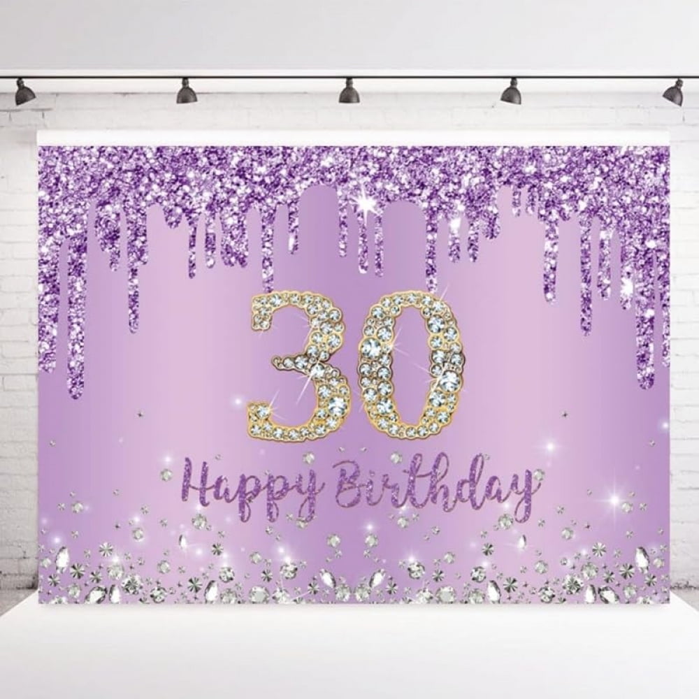 Purple Happy 30th Birthday Photography Background Girls Sweet Thirty ...