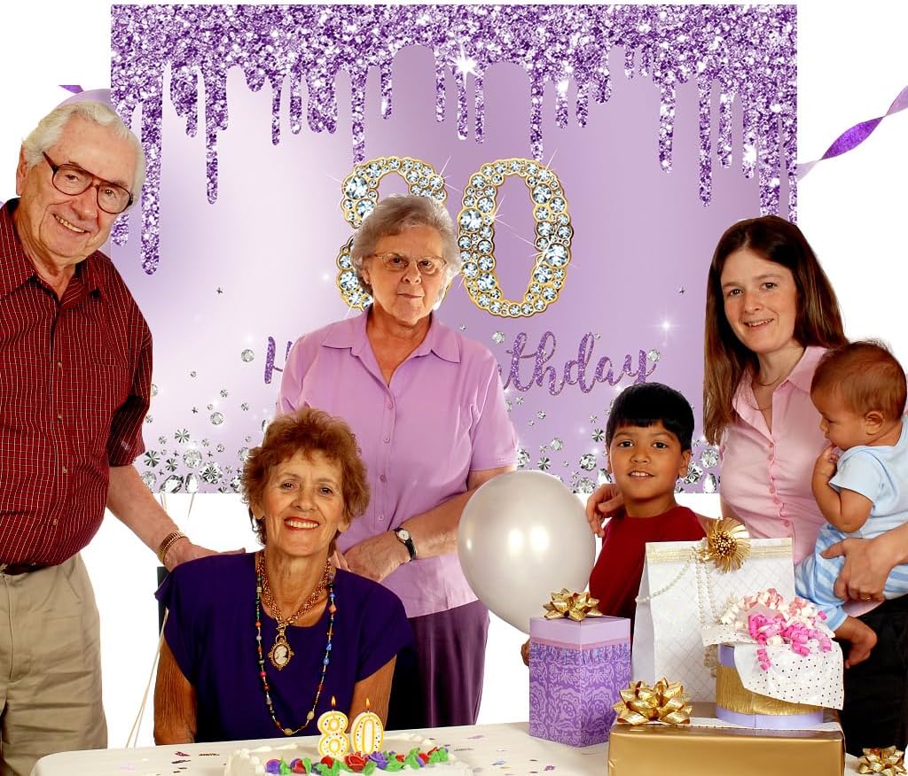 Purple Happy 80Th Birthday Photography Background Girls Sweet Eighty Years - Walmart.com