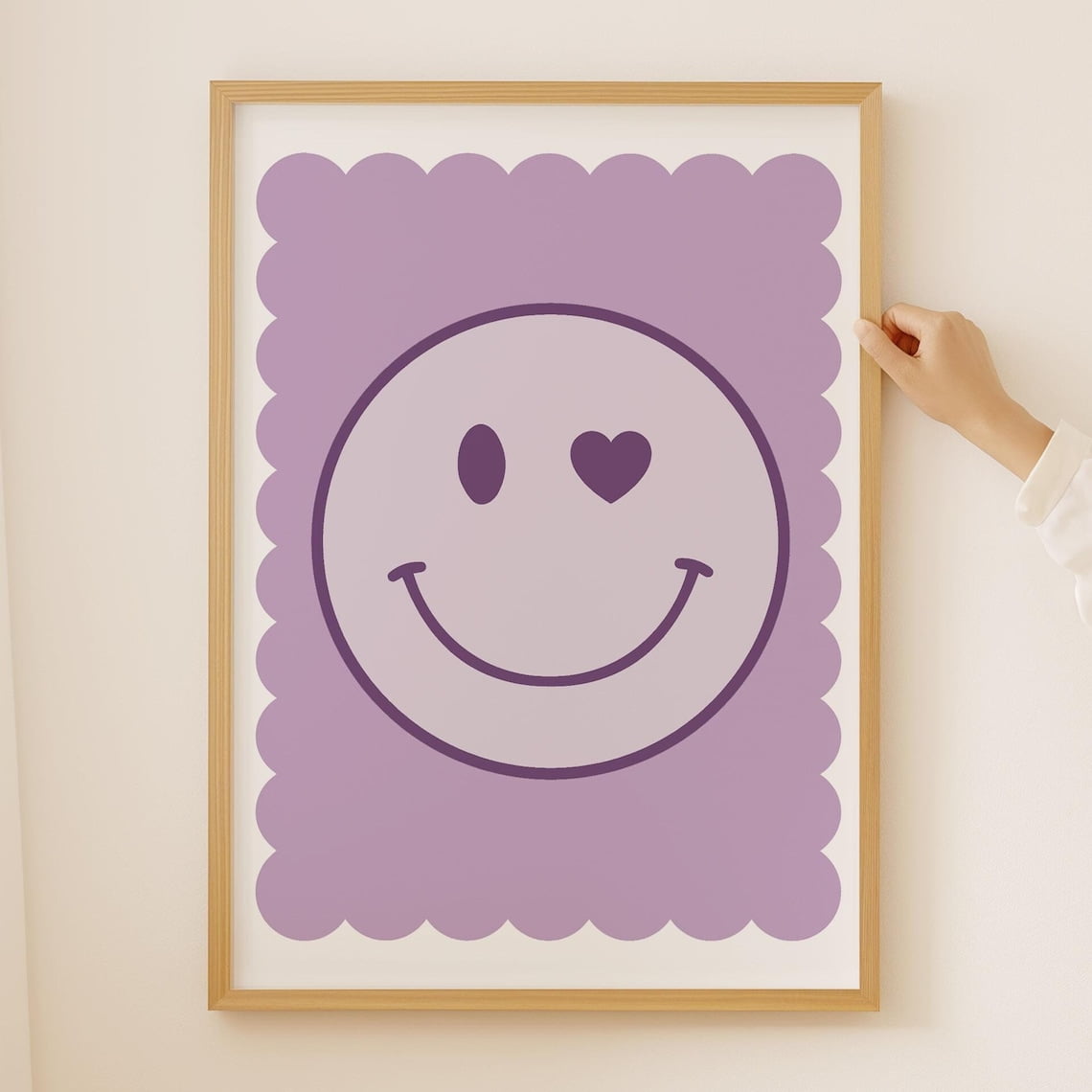 Purple Happy Face Print, Kids Smiley Room, Girls Art Fun Art Print ...