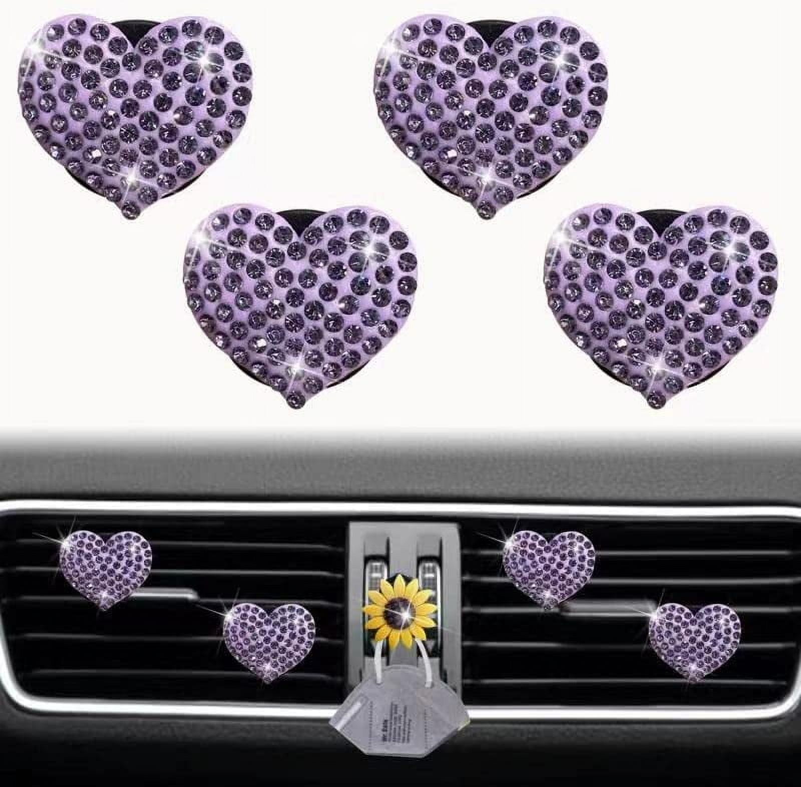 Purple Heart Air Vent Clips, 4 Pcs Bling Heart Car Air Fresheners Vents ...