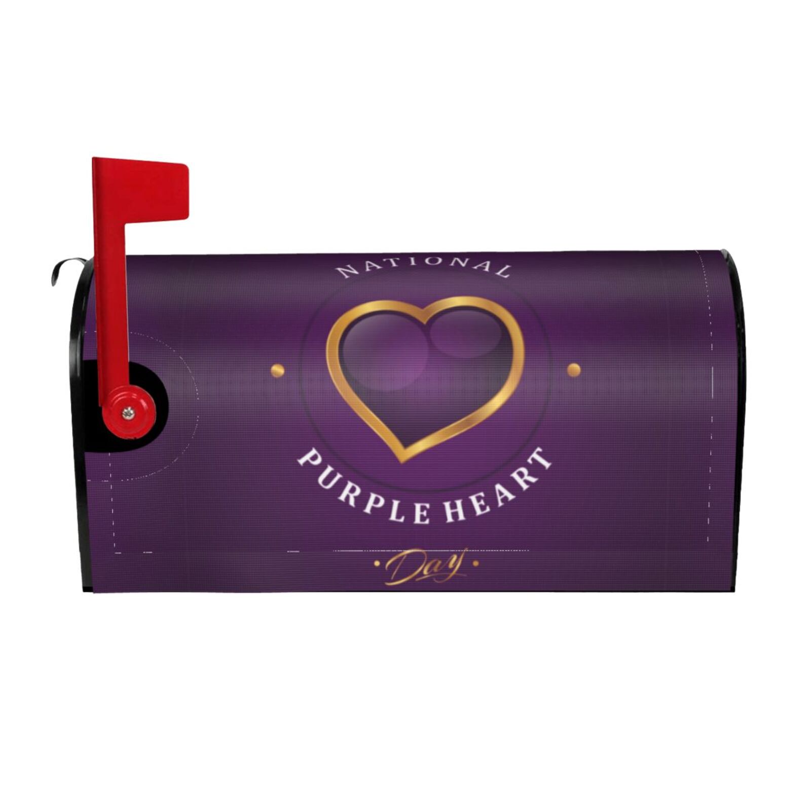 Purple Heart Day 2025 Magnetic Mailbox Cover Post Box For Outside ...