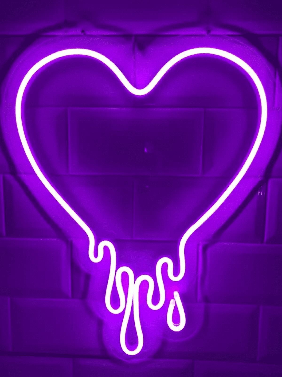 Purple Heart Melting Neon Signs LED Light For Business Signs Bar Club ...