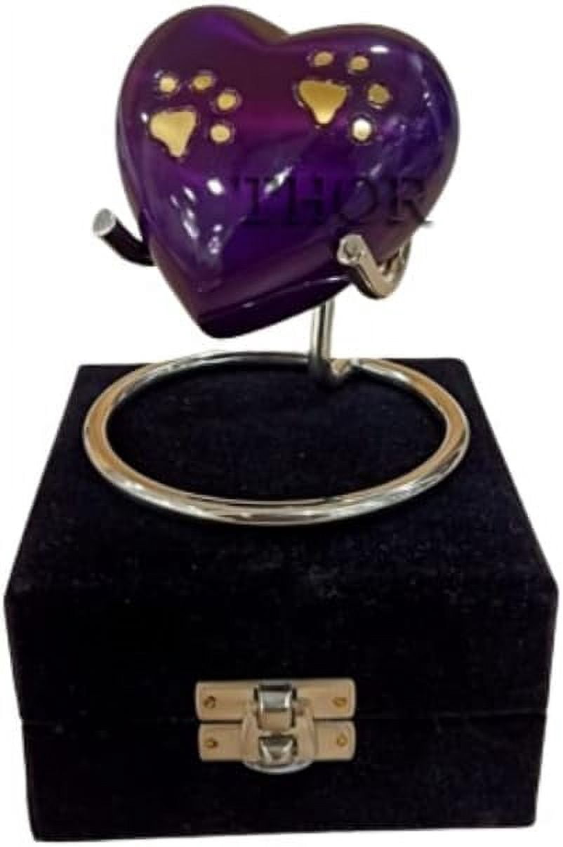 Purple Heart Urn Keepsake - Beautiful Heart Cremation Urn with Stand ...