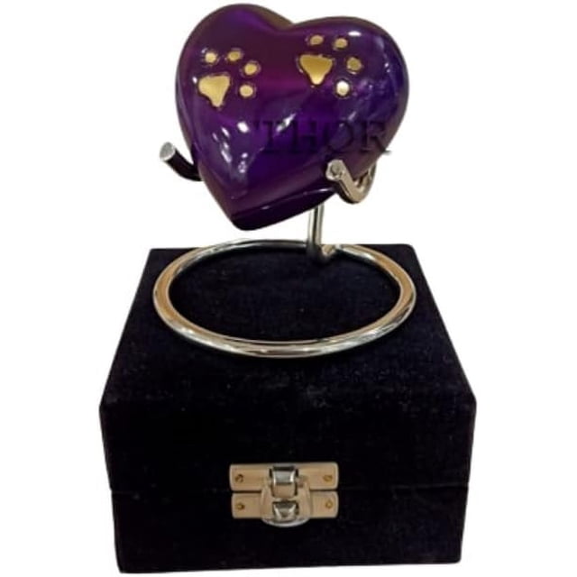 Purple Heart Urn Keepsake - Beautiful Heart Cremation Urn with Stand ...