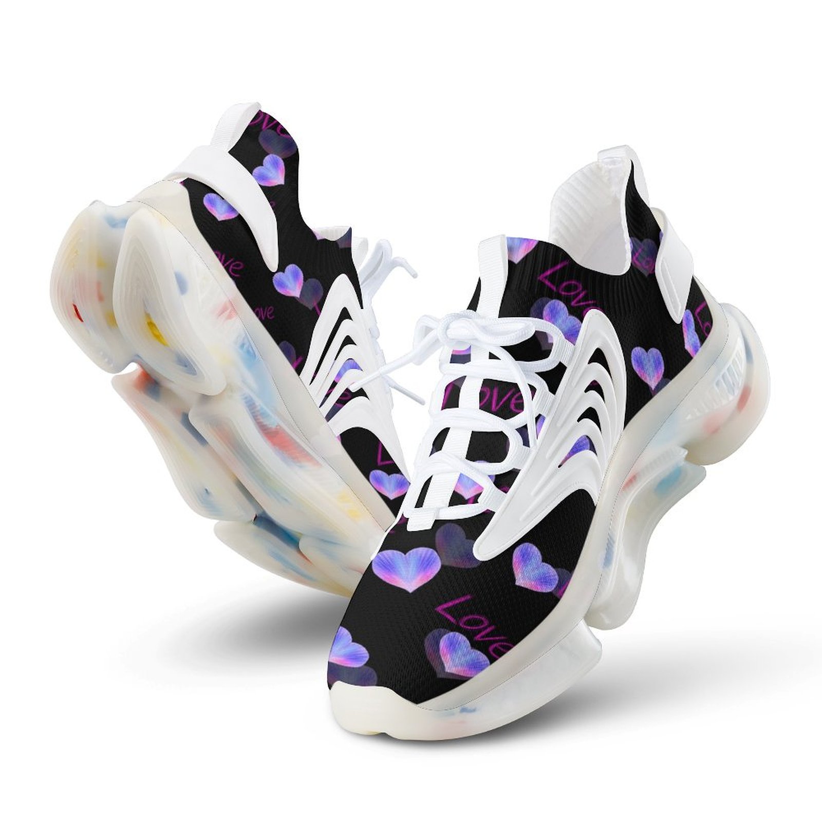 Purple, Heart-shaped, Love Walking Shoes for Men Woman Lightweight ...