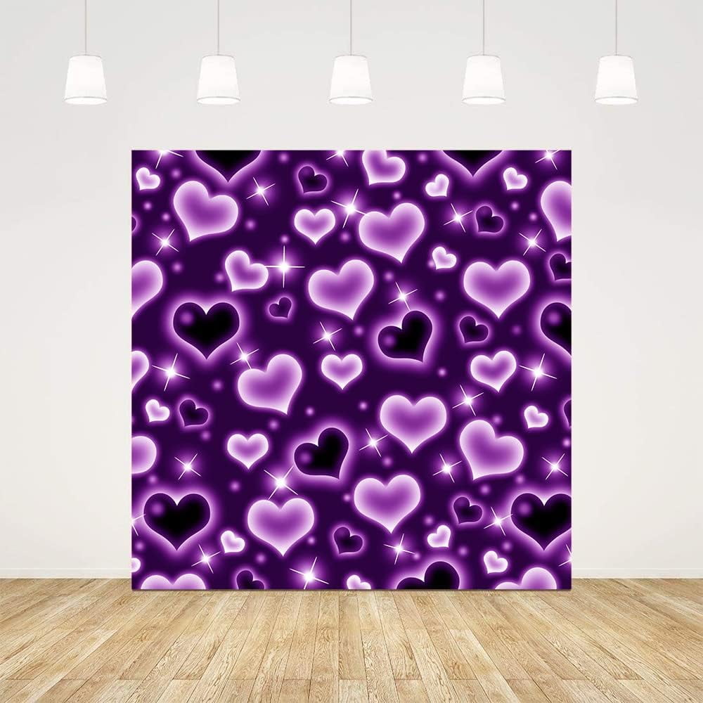Purple Hearts Early 2000s Backdrop for Photography Love Heart Birthday ...