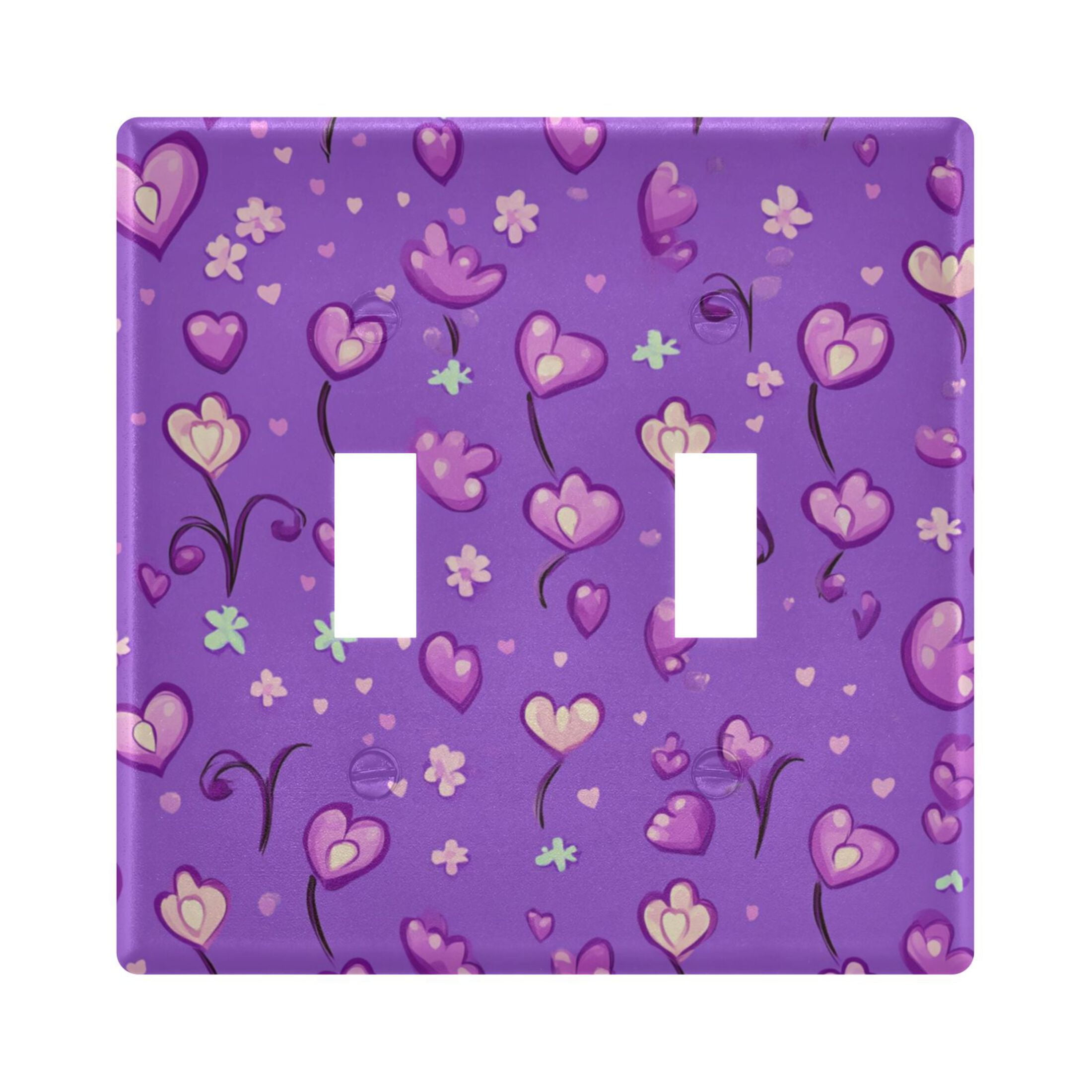 Purple Hearts and Flowers Decorative Light Switch Plates Switch Cover ...