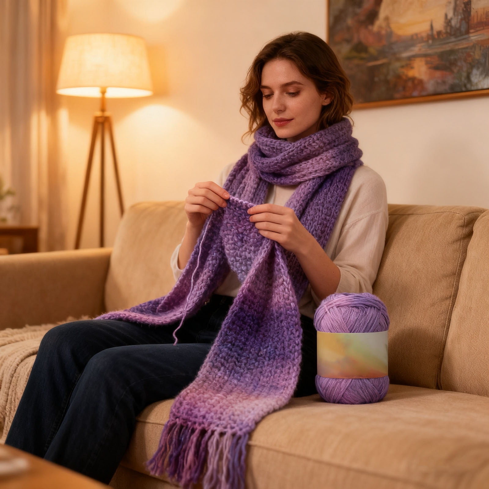 Purple Heat Sensitive Knitting Yarn, 1 Count 164 Yards Color Changing ...