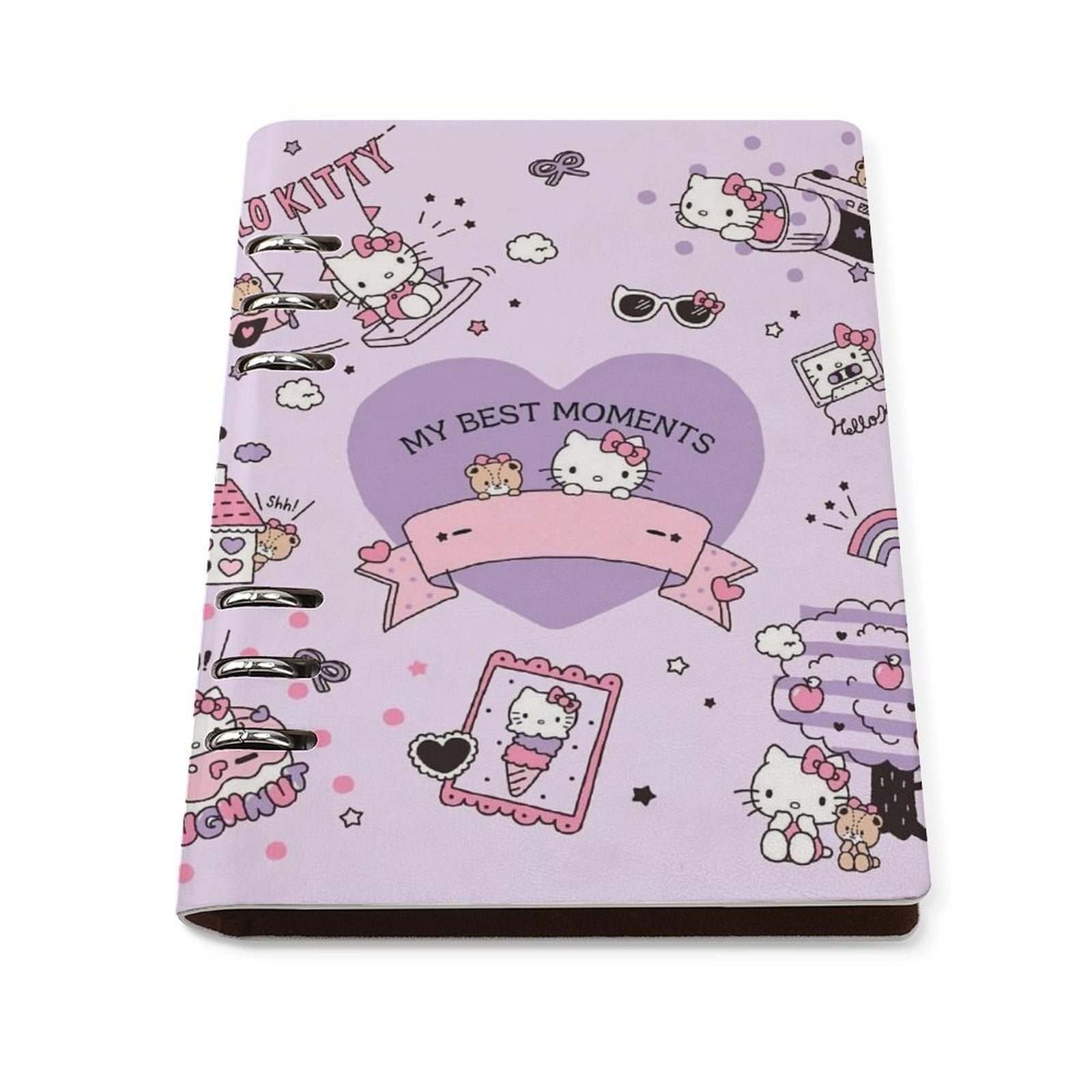 Purple Hello Kitty Refillable Leather A5 Loose Leaf Notebook, Loose ...