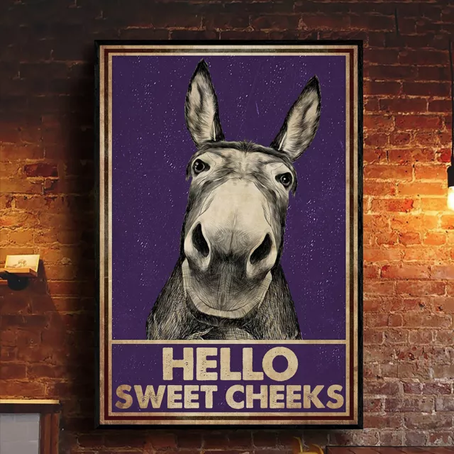 Purple Hello Sweet Cheek Donkey Farmer Farming Bathroom Toilet Poster NO FRAMED POSTER, Home ...