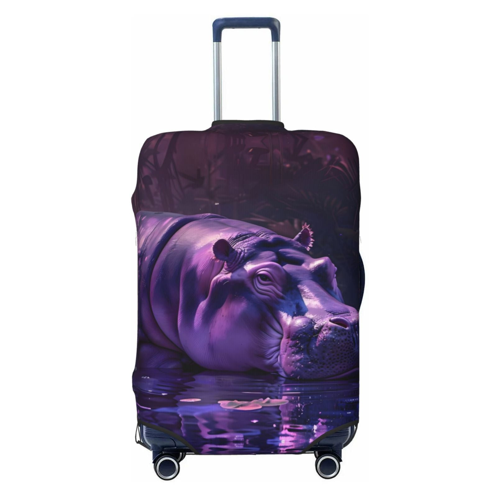 Purple Hippo In Water Luggage Cover for Travel Business Trip, Suitcase ...