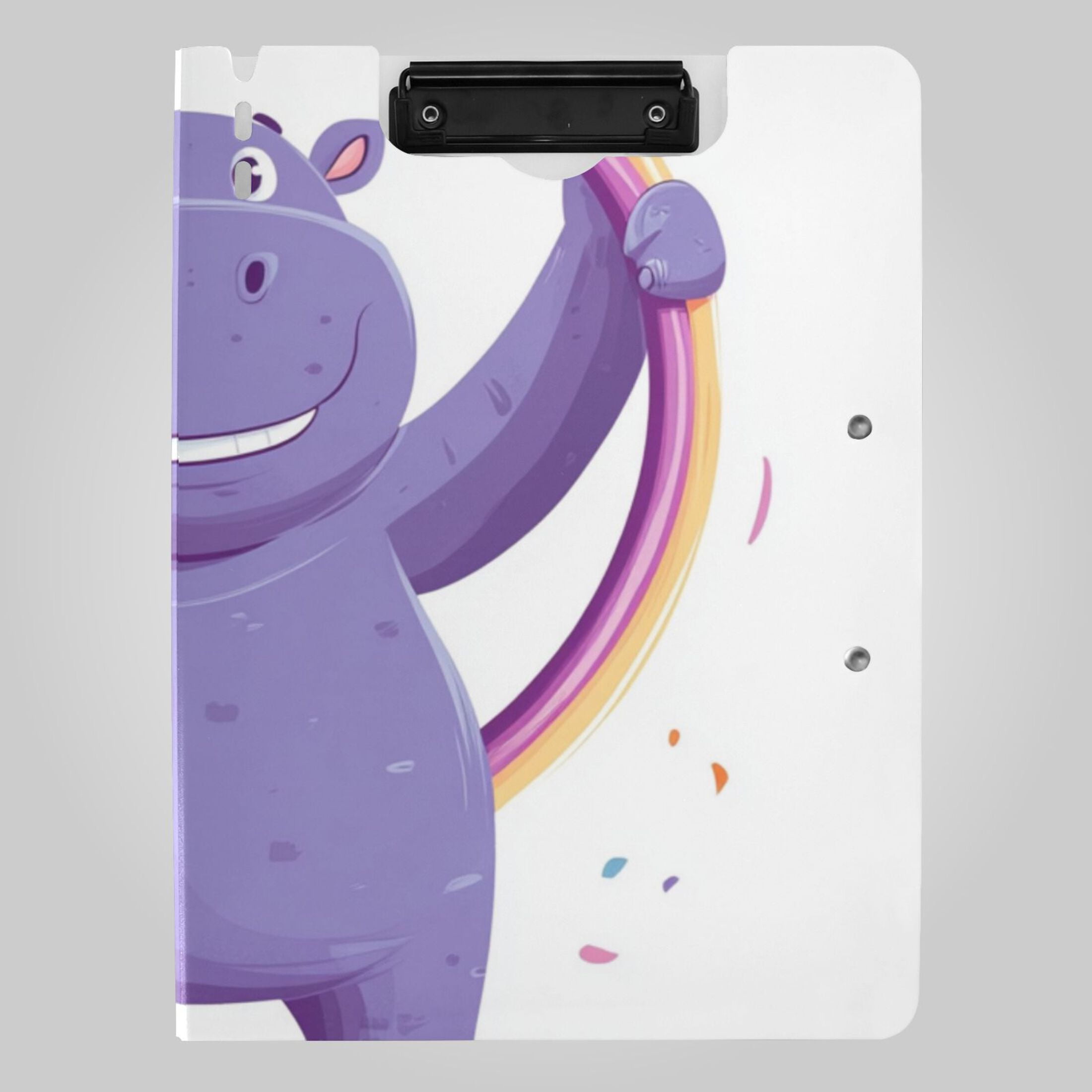 Purple Hippopotamus Plays Hula Hoop Foldable Binder Folder Clipboard ...