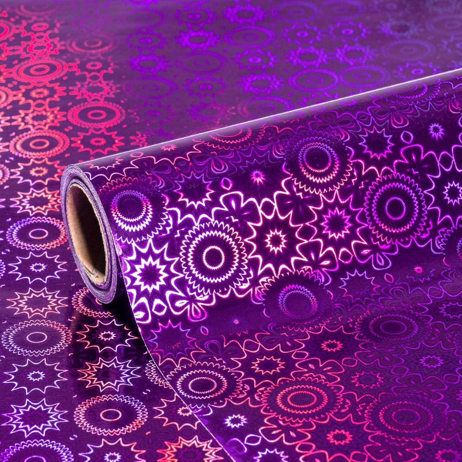 Purple Holographic Wrapping Paper - Mini Roll - Spirograph Print for ...