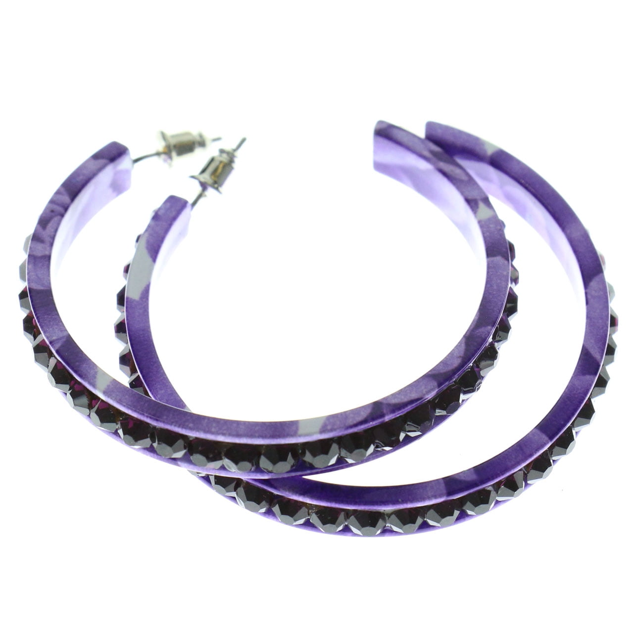 Purple Hoop Earrings With Purple Crystal Accents EHP27 - Walmart.com