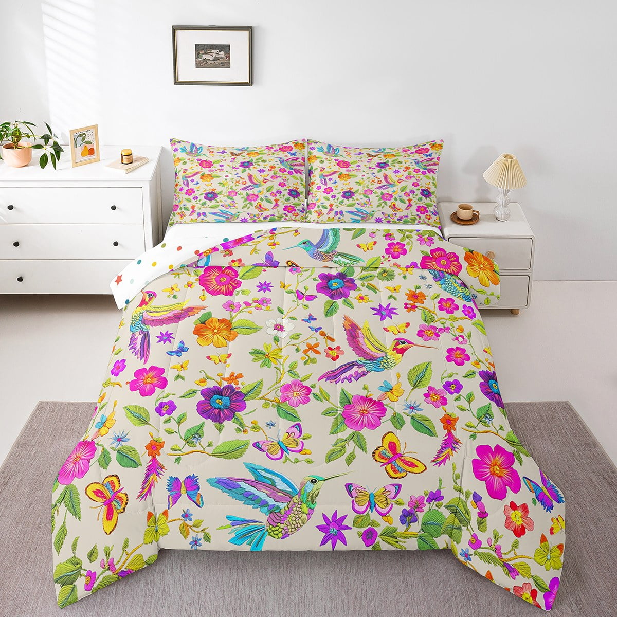 Purple Hummingbird Down Comforter Queen,Rainbow Butterflies Comforter ...