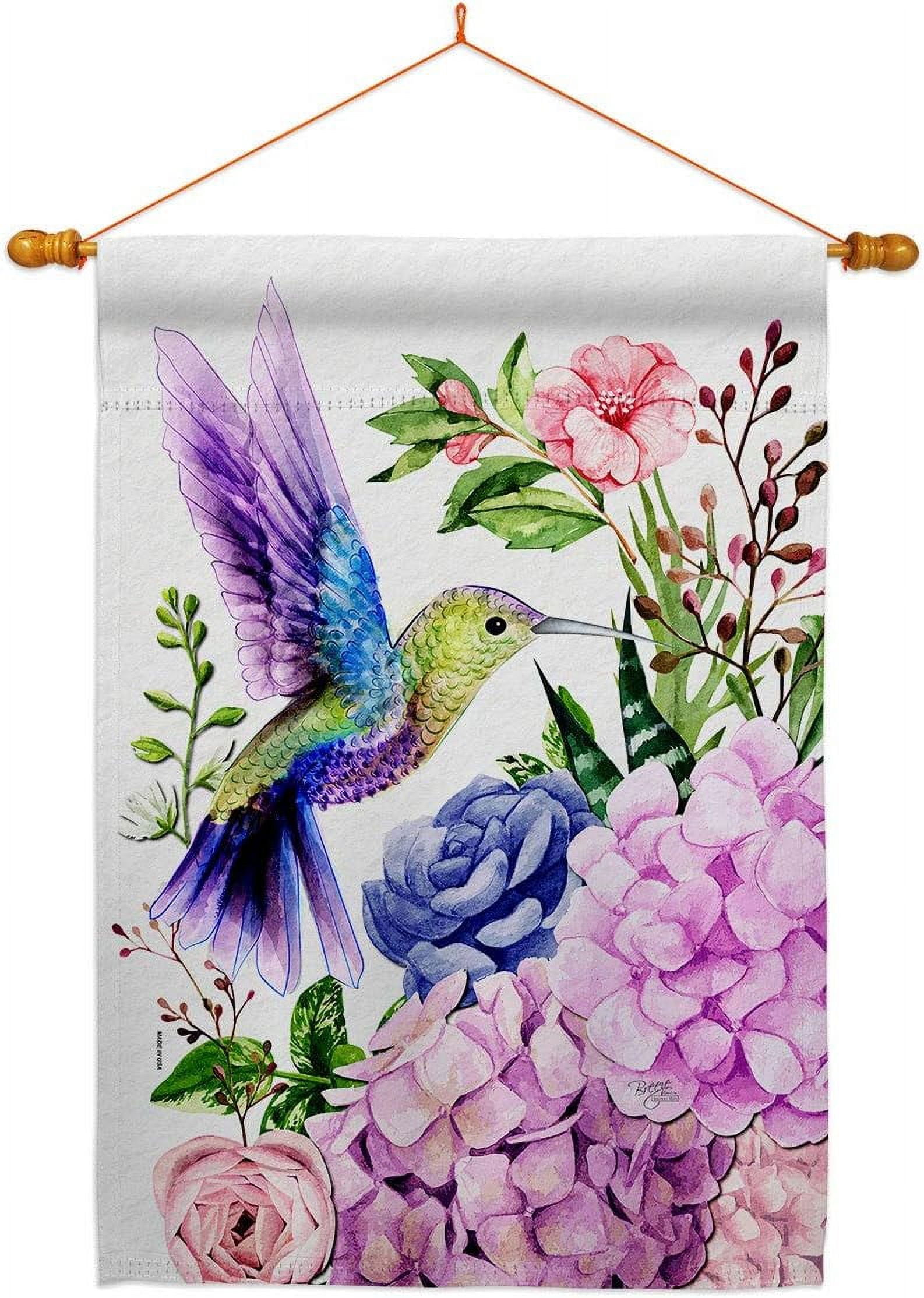 Purple Hummingbird House Flag Dowel Set Animals Bird Flamingo Cardinal ...