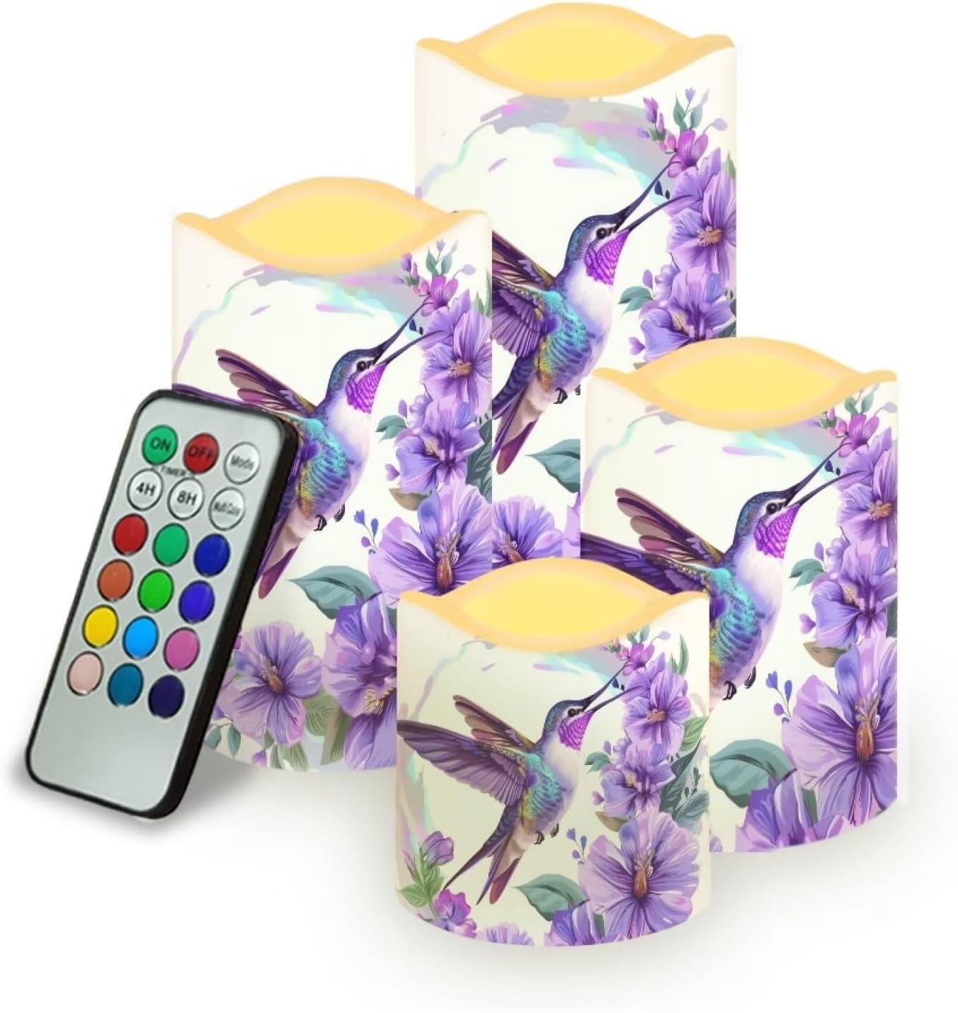 Purple Hummingbird Pillar Candles Bulk Led Flameless Battery Operated ...