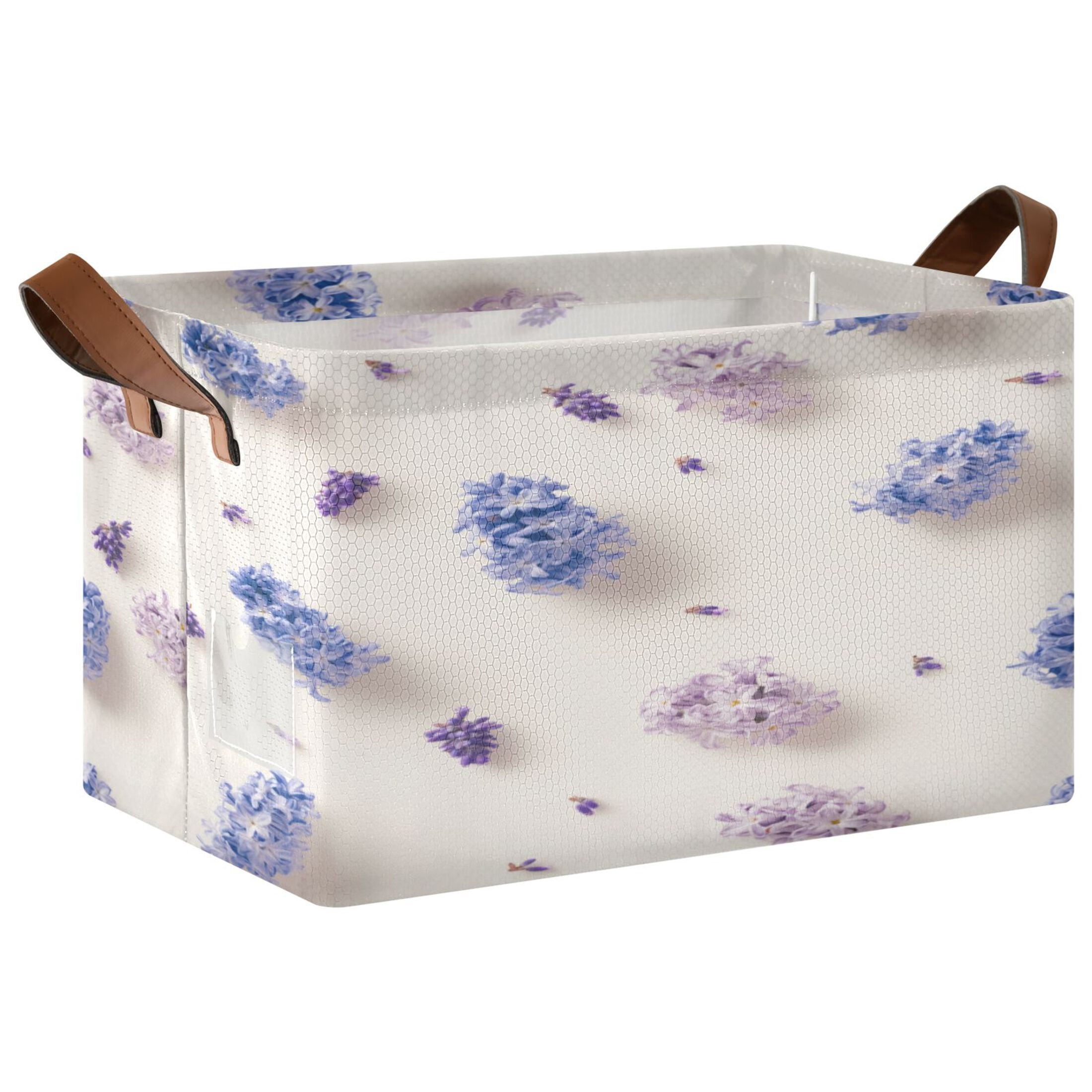 Purple Hyacinth Flowers Storage Basket Soccer Plaid Fabric Hoard Box ...