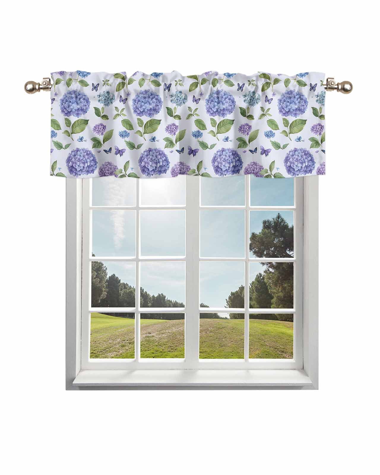Purple Hydrangeas Curtain Valance for Windows/Living Room/Kitchen ...