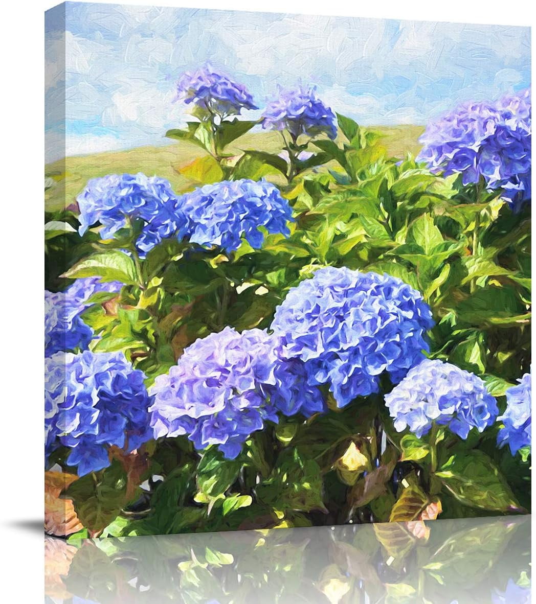 Purple Hydrangeas Flowers Square Wall Art Paintings Canvas Lavender ...
