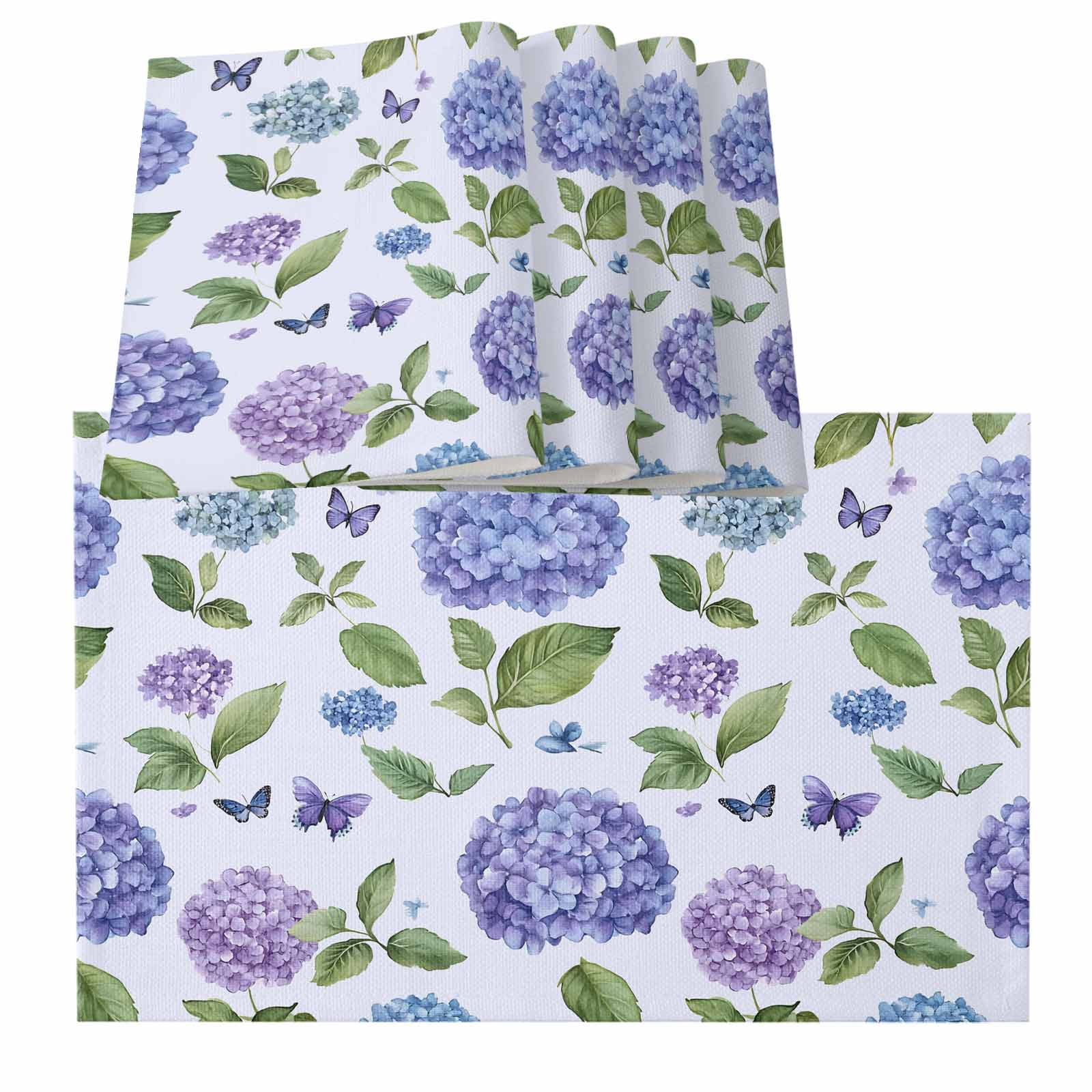 Purple Hydrangeas Placemats for Dinning Table Set of 4, Botanical ...