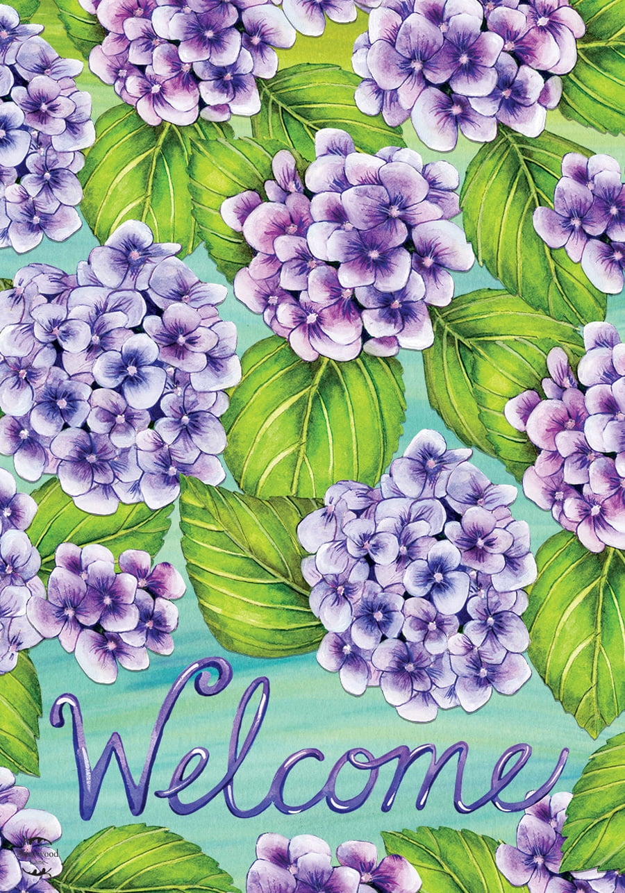 Purple Hydrangeas Spring House Flag Welcome Floral 28" x 40" Briarwood ...