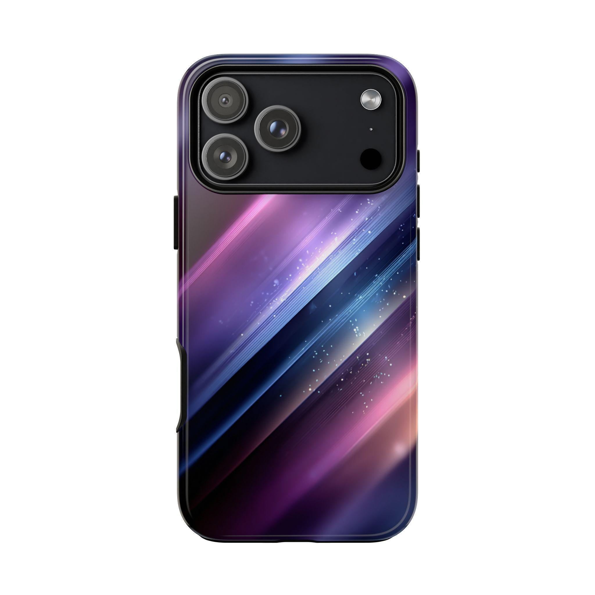 Purple Indigo Light Wave Lines Soft Shimmer Gradient Phone Case with ...