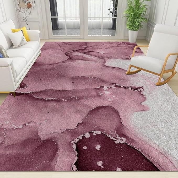 Purple Ink Texture Area Rug, Abstract Aesthetic Art Design Rug, Soft ...