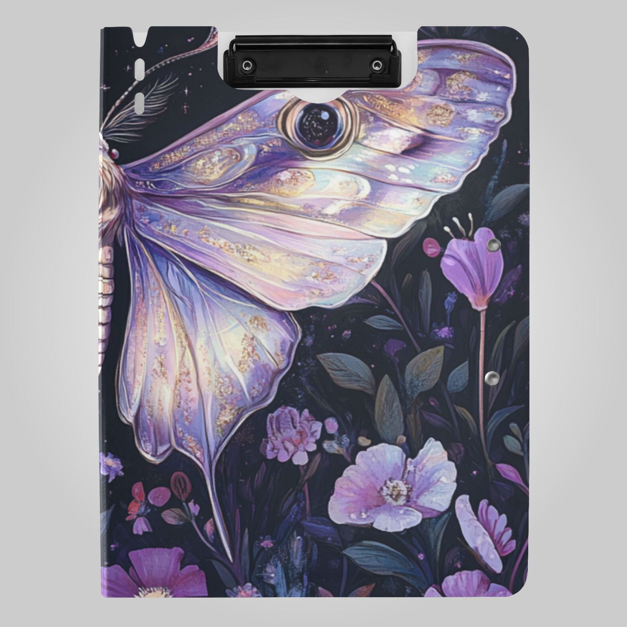 Purple Insect Flowers Foldable Binder Folder Clipboard with Pen Slot ...