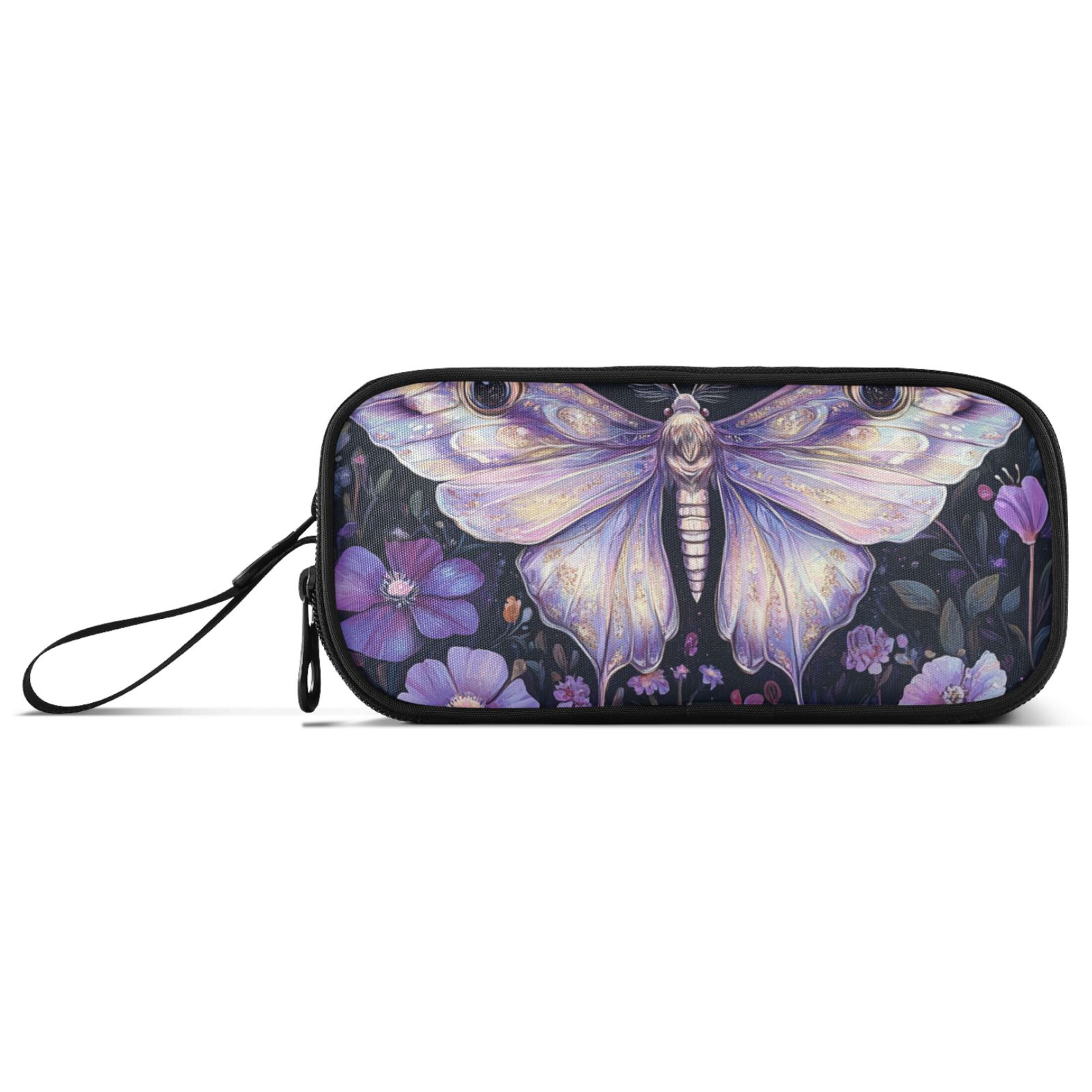 Purple Insect Flowers Pencil Case Stationary Holder Pen Bag Pencil ...