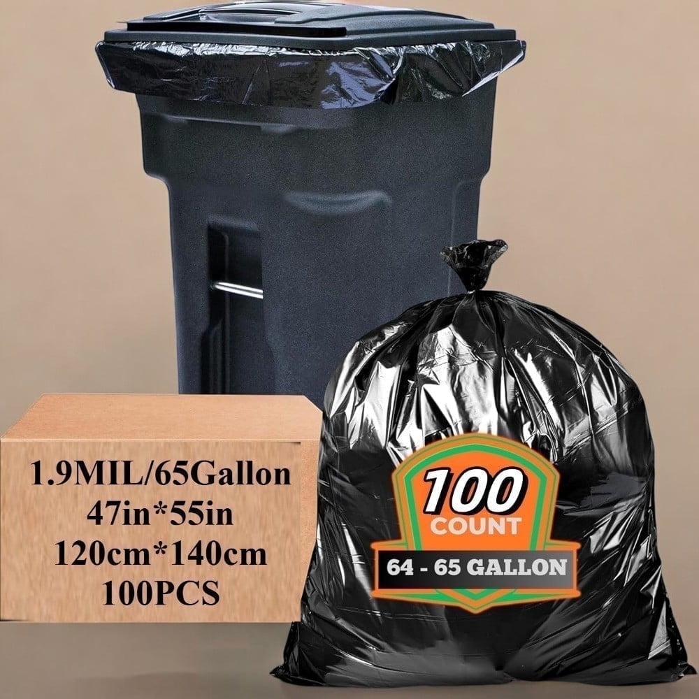 Purple Iris 100-Count 65 Gallon Trash Bags, 1.9 Mil, Extra Strong ...
